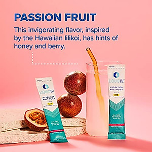 Liquid I.V. Hydration Multiplier - Passion Fruit - Hydration Powder Packets | Electrolyte Drink Mix | Easy Open Single-Serving Stick | Non-GMO | 16 Sticks