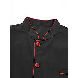 YOOJOO Men's Chef Coat Uniform Short Sleeve Cook Jacket Restaurant Kitchen Work Clothes 03 Large