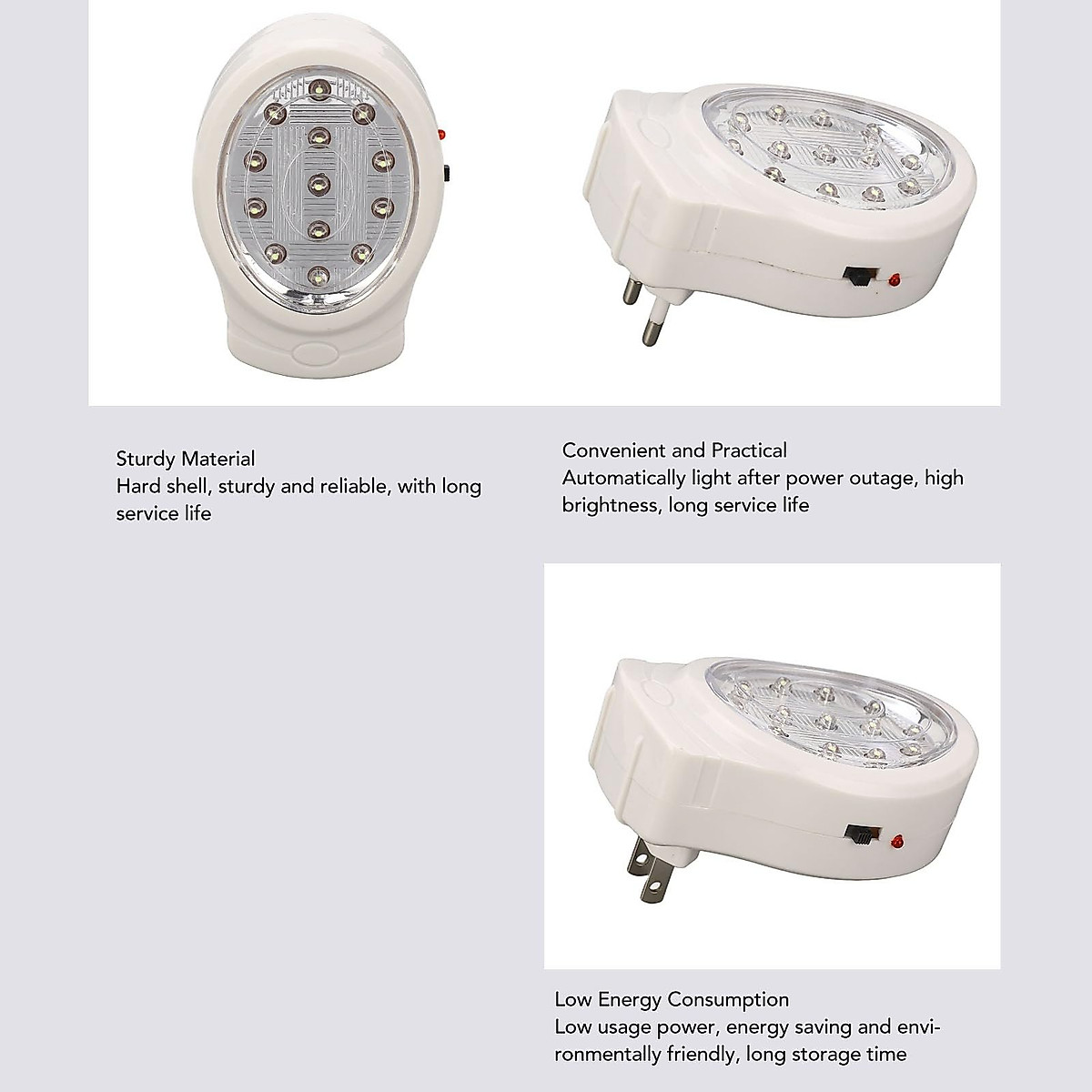 Plug in Emergency Light Rechargeable Home Automatic Power Failure Outage Light Fire Emergency Light AC110‑240V (US Plug)