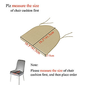 MICUSHION 16.5x16.5 Inch Chair Pads for Dining Chairs Set of 2 with Ties Non Slip Washable Seat Cushion with Zipper Indoor Chair Cushions for Kitchen, Grey