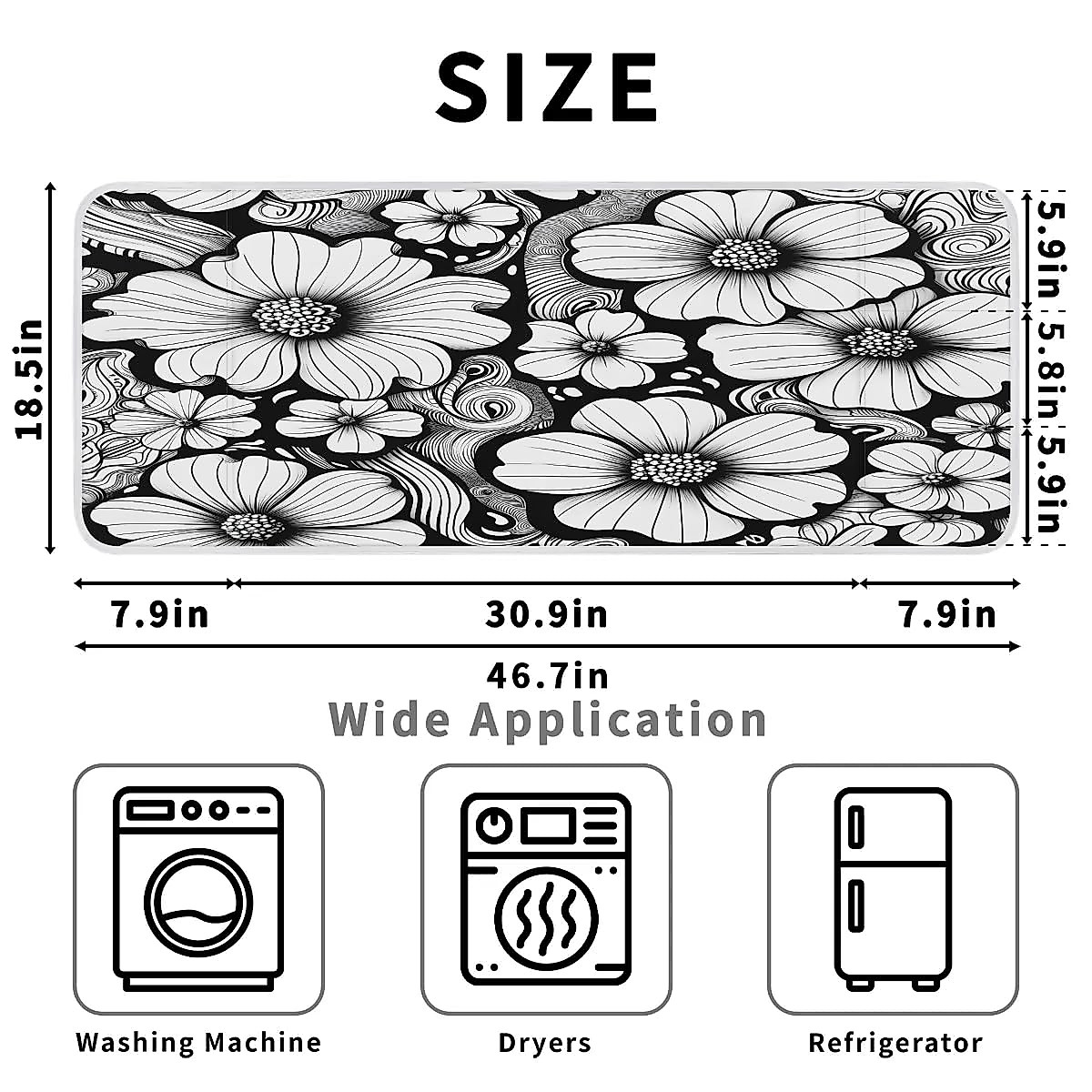 Shoblo Retro Daisy Washer and Dryer Covers for the Top Dustproof Washing Machine Cover Washer Dryer Top Protector for Laundry Kitchen