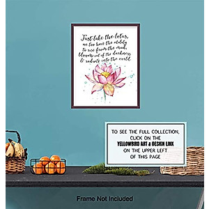 Inspirational Meditation Art Print - Motivational Lotus Wall Art Poster - Unique Home Decor for Studio, Bathroom, Bedroom - Gift for Women, Zen Buddha Fans - 8x10 Photo Unframed