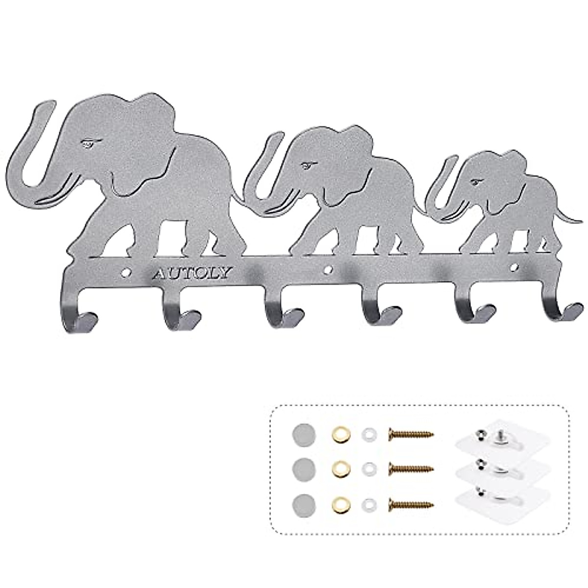 Autoly, Coat Rack Wall Mount installs The Door Hanger Hook Against The Wall, Coat Hanger Wall can Organize The Room. Coat Hooks Wall mounted6 Hooks 1 Piece，Length 9.84in* Width 4.13in
