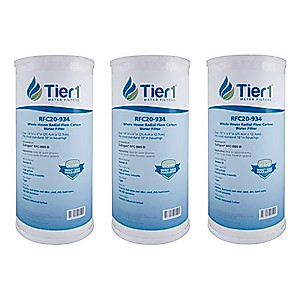 Tier1 25 Micron 10 Inch x 4.5 Inch | 3-Pack Whole House Radial Flow Carbon Block Water Filter Replacement Cartridge | Compatible with Pentek RFC-BB, FXHTC, 155141-43, WRC25HD, Home Water Filter