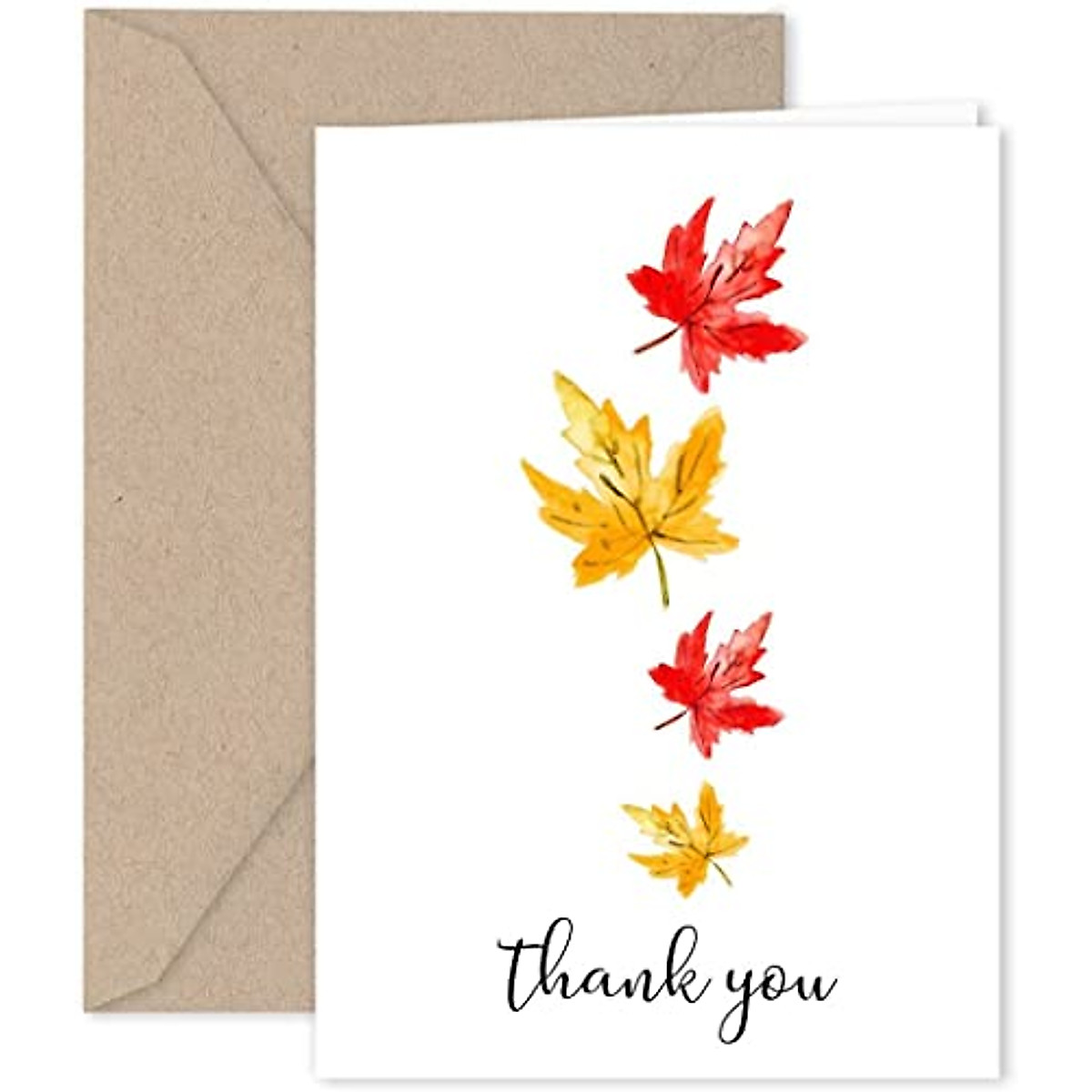 Paper Frenzy Fall Leaves Thank You Note Cards and Kraft Envelopes - 25 pack