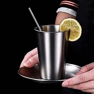 SMLIXE 12 Pack 16oz Stainless Steel Pint Cup,Healthy Unbreakable and Stackable,Metal Drinking Glasses