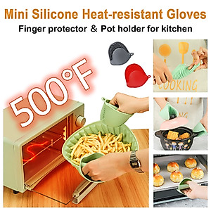 Air Fryer Silicone Liners - 8.6inch Reusable Silicone Air Fryer Liners,With Heat-resistant Gloves,Baking Food Safe For 3.5-7QT Air Fryer Basket,Easy Clean-up(Red)