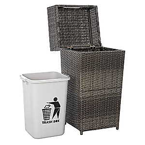 SAFAVIEH Outdoor Collection Mazeli Grey Brown Woven Square Lid Trash Bin (Fully Assembled) PAT7512C