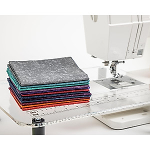Connecting Threads Beginner Lap Throw Quilt Kit (40.5" x 56.5") - Half-Square Triangle Fun (Weathered Tonals - Jewel)