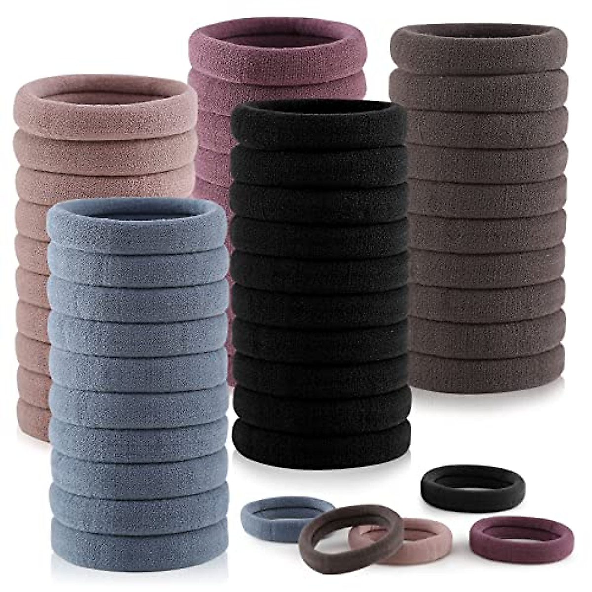 100 Pcs Thick Seamless Hair Ties, Ponytail Holders Hair Accessories No Damage for Thick Hair (Natural Colors)