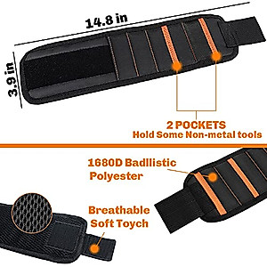 HFJC Strong Magnetic Wristband for Holding Screws Nails Drill, Cool Wrist Magnet Gadget Tool Gifts for Men Dad Husband Him Carpenter