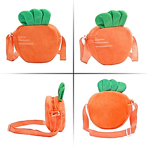 Van Caro Velvet Mini Carrot Purse, Women Cute Fruit Bag Crossbody Shoulder Bag