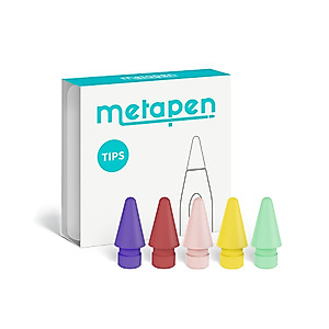 Metapen Pencil Tips for Apple Pencil 2nd and 1st Generation, Metapen A8-1:1 Original Size (5 Colors, 2X More Durable), Fit Well for iPad Pen for iPad Pro/Mini/Air (Red/Yellow/Purple/Pink/Cyan)