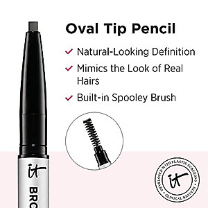 IT Cosmetics Brow Power, Universal Taupe - Travel Size - Universal Eyebrow Pencil - Mimics the Look of Real Hair - Budge-Proof Formula - With Biotin, Saw Palmetto & Antioxidants - 0.0025 oz
