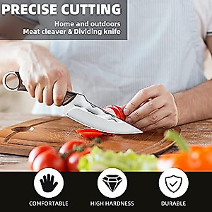 Veisky Hunting Knife High Carbon Steel Fixed Blade Survival Tactical Knife with Sheath and Non-Slip Ergonomic Handle for Outdoor Camping