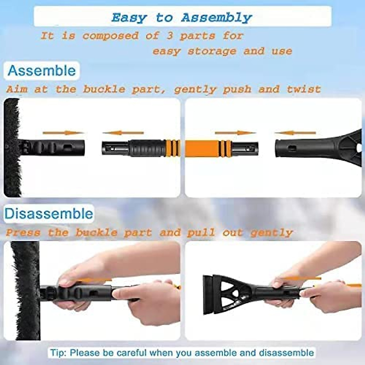 Michael Doss Snow Brush and Ice Scraper, Scrapers for Car Windshield Supports 360 Degree Rotation,Extendable Car, Scraper & with Foam Grip, Dont Scratch The Paint black