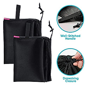 Meeall Mesh Laundry Bag with Drawstring Closure – Heavy-Duty yet Lightweight – Extra Large 24”x36” Size – 2 Pack – for Travel Camp Home College Dorm Dirty Cloth – Black