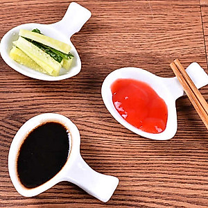 Woonsoon 5 Pcs Ceramic Chopsticks Holder，Chinese Porcelain Chopstick Rest Spoon Fork Knife Stand Sauce Dish