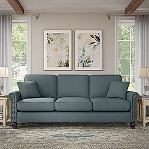 Bush Furniture Coventry Sofa, 85W, Turkish Blue Herringbone