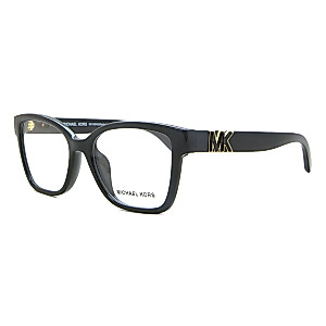 Michael Kors Eyewear Women's MK4094U Karlie I Universal Fit Square Prescription Eyewear Frames, Black/Demo Lens, 53 mm