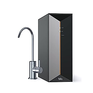 Brio Prism TROE600PRISM Reverse Osmosis Water Filtration, 4-Stage Tankless RO Water Filter System for Under Sink, 600 GPD, 1.5:1 Pure to Drain, Reduces TDS, Faucet, USA-Based Customer Support, Black
