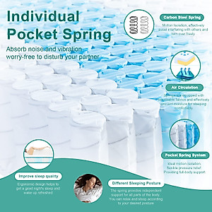 Gegcucey Twin Mattress, Medium Firm Hybrid Mattress with Premium Foam and Wrapped Pocket Coils for Motion Isolation, Innerspring Twin Mattress in a Box (12 Inch, Twin)