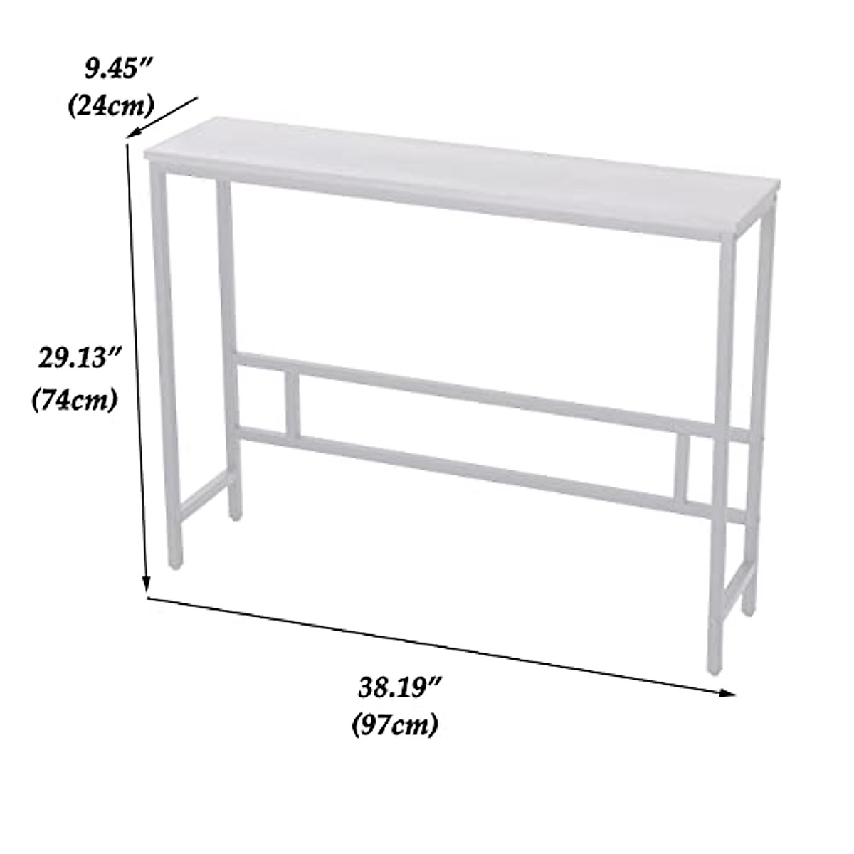 MAJARO Modern Industrial Sofa Console Table for Living Room, Office (Dark Grey, Single Layer)