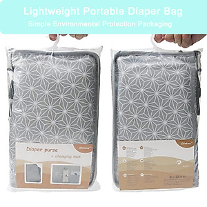 Portable Diaper Changing Pad for Baby Diaper Changing Kit with Detachable Changing Mat and Wipes Pocket Newborn Girls and Boys Baby Shower Gifts (Grey)