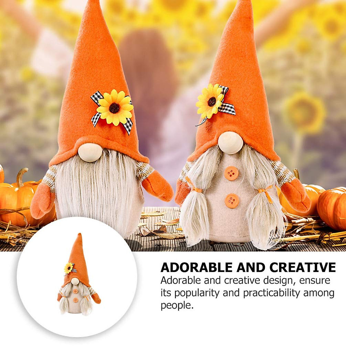 Sunflower Garden Gnome Spring Summer Plush Dwarf Decorations Scandinavian Tomte Swedish Doll Tiered Tray Ornaments for Home Decor Girl