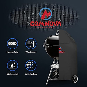 Comnova Charcoal Kettle Grill Cover - 600D BBQ Cover for Weber 22 Inch Charcoal Grill, Heavy Duty & Waterproof Covers for Weber 22 Inch Master Touch Charcoal Grill, Original Kettle Grill and More