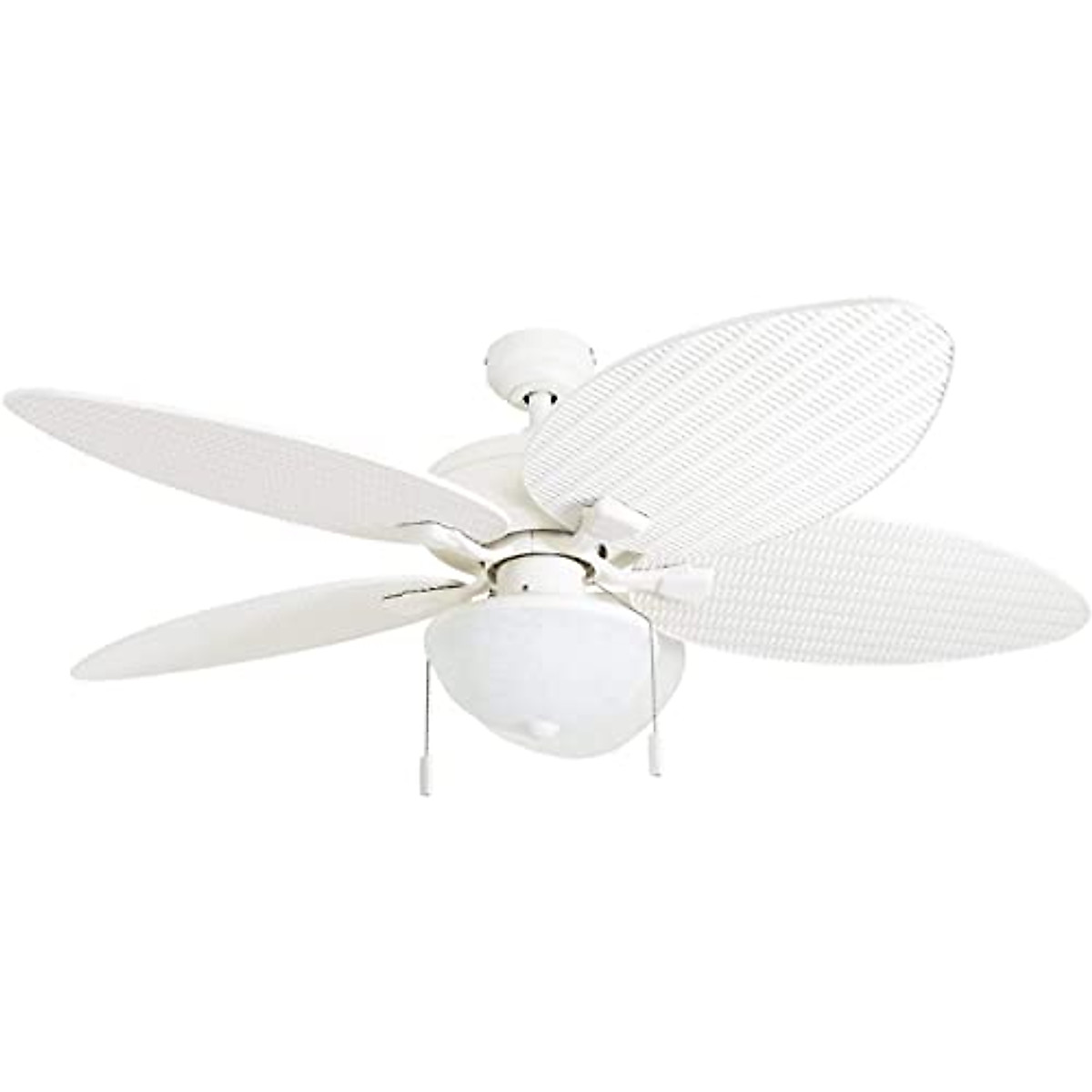 Honeywell Ceiling Fans Inland Breeze, 52 Inch Tropical Indoor Outdoor Ceiling Fan with Light, Pull Chain, Three Mount Options, Weather Resistant Blades - 50511-01 (White)