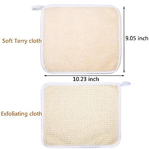 Exfoliating Face And Body Wash Cloths Towel With Exfoliating Gloves Towel Scrub Set Dual-Sided Soft-Weave Scrub Towel Cloth For Men And Women, Remove Dead Skin,Set Of 7