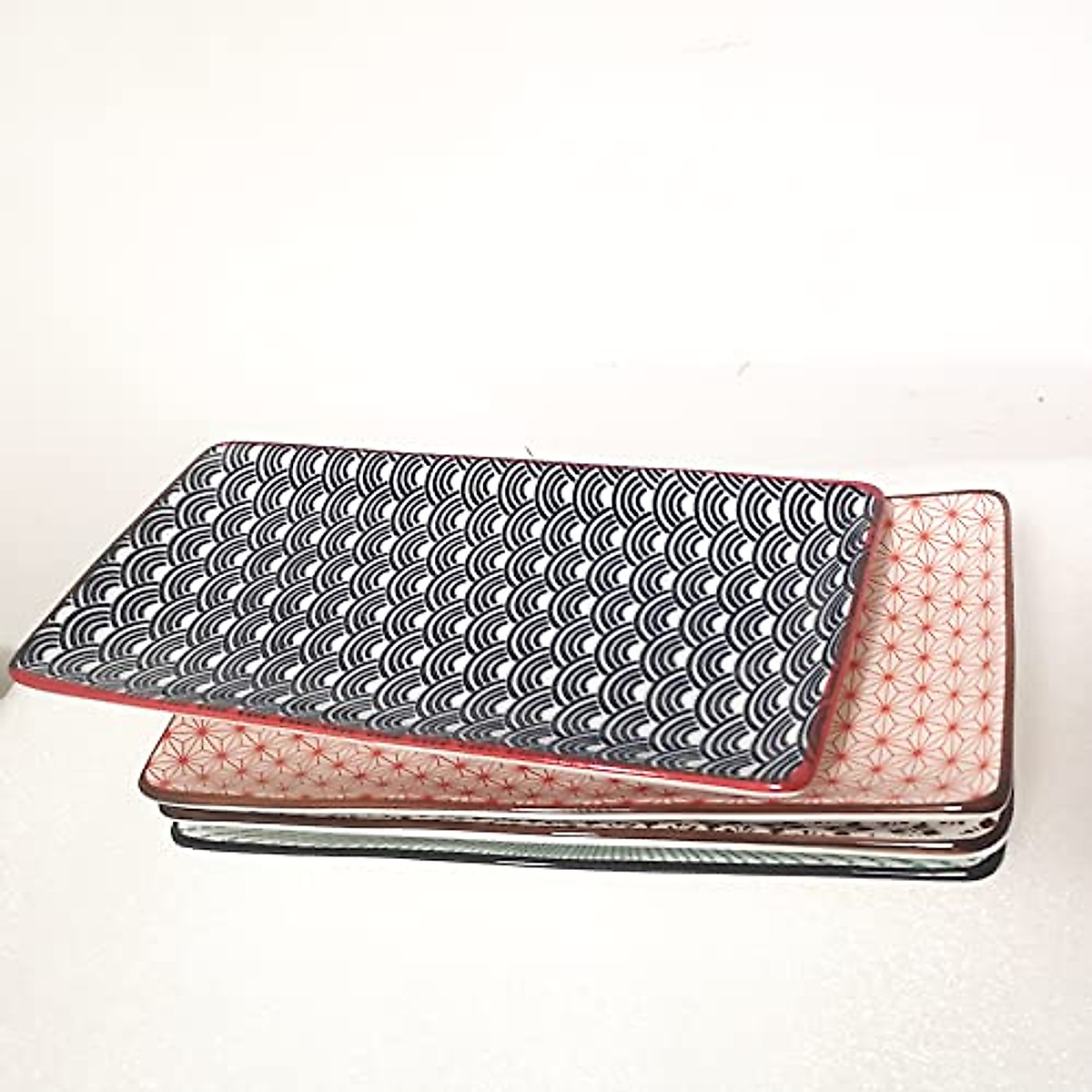 FYUEROPA Porcelain Sushi Plates, Rectangular Platters Serving Trays Set, Set of 4