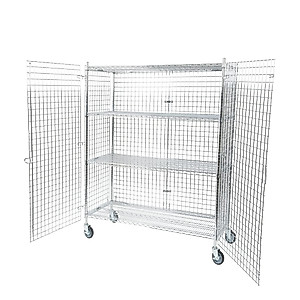 24" W x 60" L x 69" H Heavy Duty Utility Commercial Grade Metal Storage NSF Unit | Chrome Mobile Security Wire Cage Kit