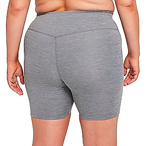 Nike Women's One Logo Mid-Rise Dri-Fit 7" Bike Shorts (as1, Alpha, m, Regular, Regular, Iron Grey/Heather/White, Medium)