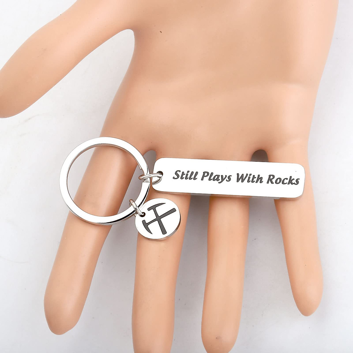 HOLLP Geology Jewelry Retirement Gift Still Plays with Rocks Keychain for Geologist (Still Plays With Rocks)