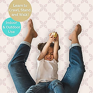 JumpOff Jo - Large Waterproof Foam Padded Play Mat for Infants, Babies, Toddlers, Play Pens & Tummy Time, Foldable Activity Mat, 70 in. x 59 in. - Garden Party