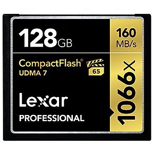 Lexar Professional 1066x 128GB CompactFlash Card, Up to 160MB/s Read, for Professional Photographer, Videographer, Enthusiast (LCF128CRBNA1066)