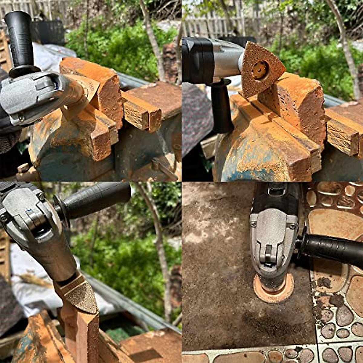 XXGO 4 Pcs Diamond Carbide Oscillating Multi Tool Semi Circle Finger Segment Swing Grit Grout Saw Blades XG4004