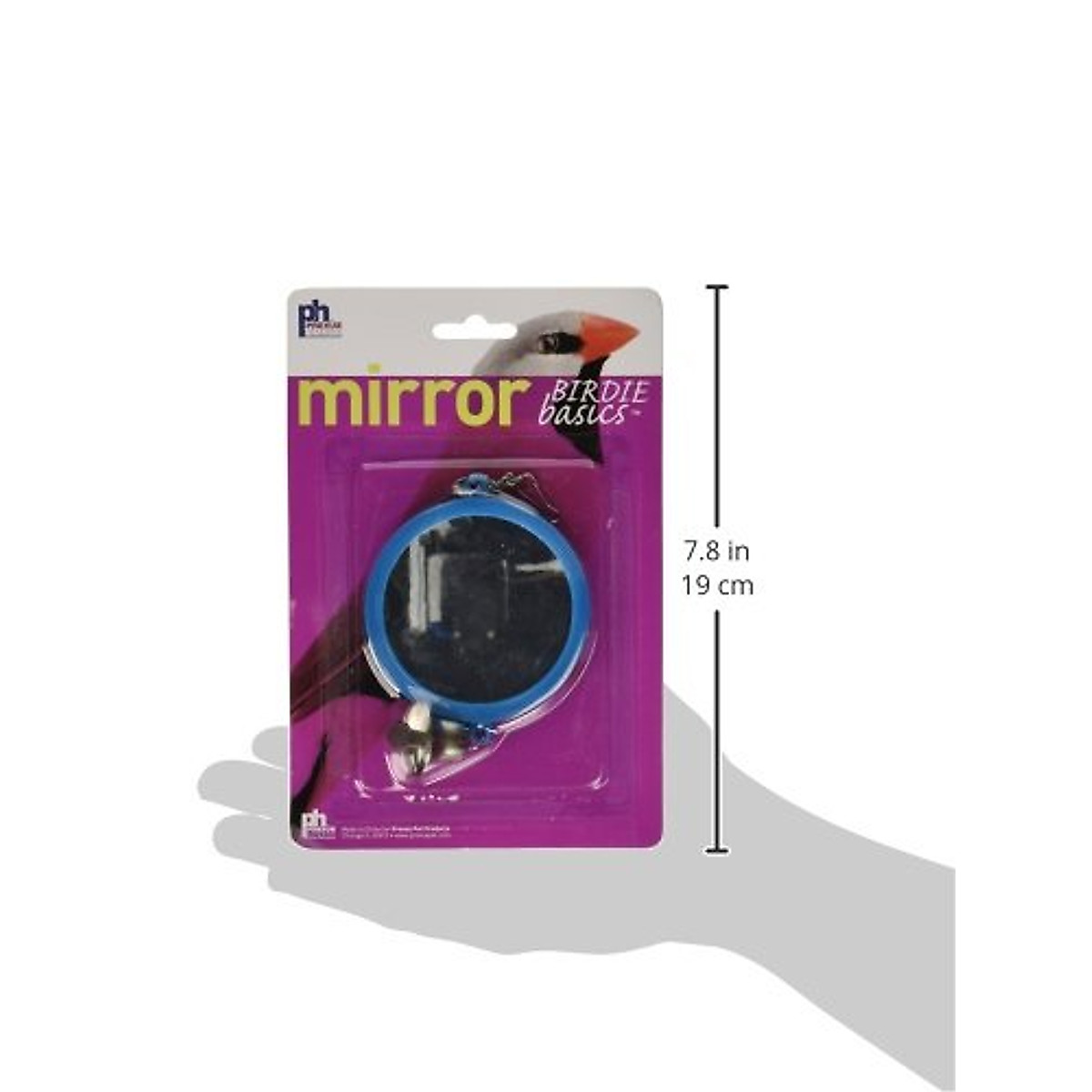 Prevue Hendryx Birdie Basics 2 Sided Mirror with Bell Bird Toy, 6 x 3 (60422)