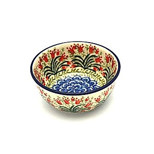 Polish Pottery Bowl - Ice Cream/Dessert - Crimson Bells