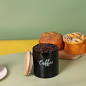 LEETOYI Porcelain Food Storage Containers with Lid, 4.5 Inch 31oz, Black Labeled Coffee