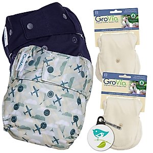 GroVia Experience Package: 2 Shells + 4 Organic Cotton Soaker Pads (Color Mix 10 Snap)
