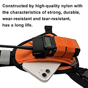 LSENG Radio Chest Harness Shoulder Radio Holster Chest Pack Adjustable Single Radio Pouch Two-Way Radio Holster for Motorola Radios and BAOFENG Walkie Talkies etc. (Orange)