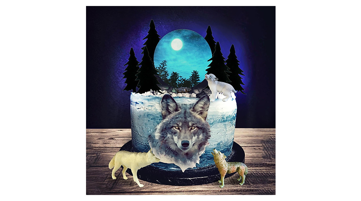 Wolf Cake Topper Set for Parties - 13 PCS Decor