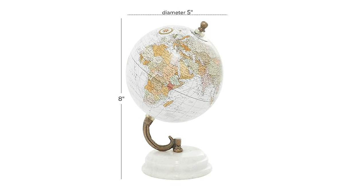 Deco 79 Marble Globe – Elegant White Desk Decor | Modern Design
