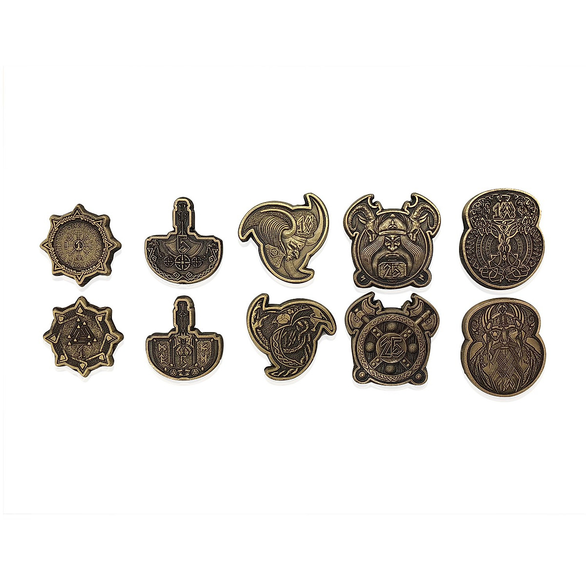 Norse Foundry Adventure Coins - A Set of 10 Metal Plated Novelty Coins in Vikings Style - Perfect for Any Roleplaying Game (RPG) or LARP Session