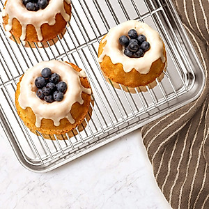 E-far Stainless Steel Bakeware Set, Metal Baking Pan Set of 9, Include Round/Square Cake Pans, Rectangle Baking Pan with Lid, Loaf Pan, Muffin Pan, Cookie Sheet with Rack, Dishwasher Safe