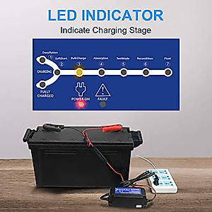 ADPOW 5A 12V Automatic Smart Battery Charger Automotive Maintainer 7-Stages Trickle Charger for Deep Cycle Battery Car Marine Trolling Motor Boat Truck Lawn Mower RV AGM with Terminal Cleaning Brush