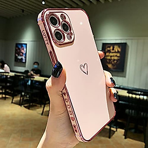 LUTTY Compatible with iPhone 12 Pro Max Case Cute, Luxury Electroplate Edge Bumper Case, Full Camera Lens Protection Raised Reinforced Corners iPhone 12 Pro Max Case (6.7 Inch) -Candy Pink